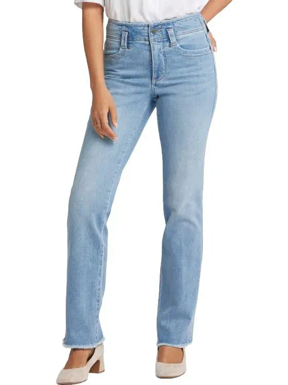 NYDJ Marilyn Hollywood Frayed Straight Leg Jeans - Blue Valley