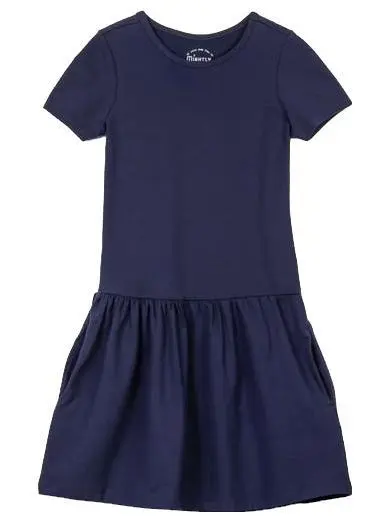 MIGHTLY Organic Cotton Short Sleeve Tiered Dress - Navy