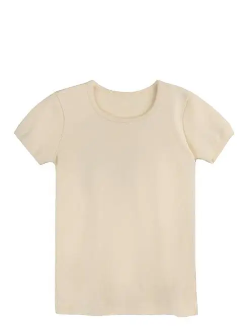 MIGHTLY Organic Cotton Short Sleeve Ribbed Scoop Neck Tee - Ivory
