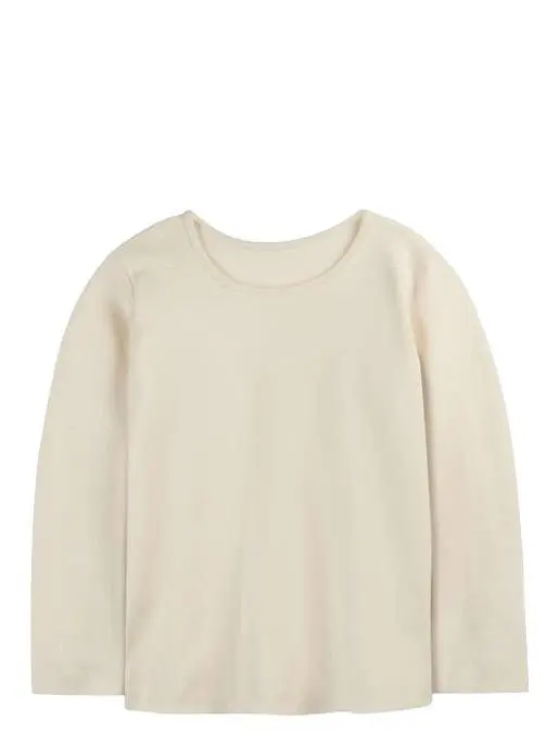 MIGHTLY Organic Cotton Long Sleeve Ribbed Scoop Neck Tee - Ivory