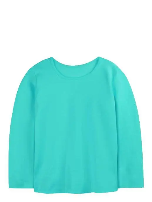 MIGHTLY Organic Cotton Long Sleeve Ribbed Scoop Neck Tee - Teal