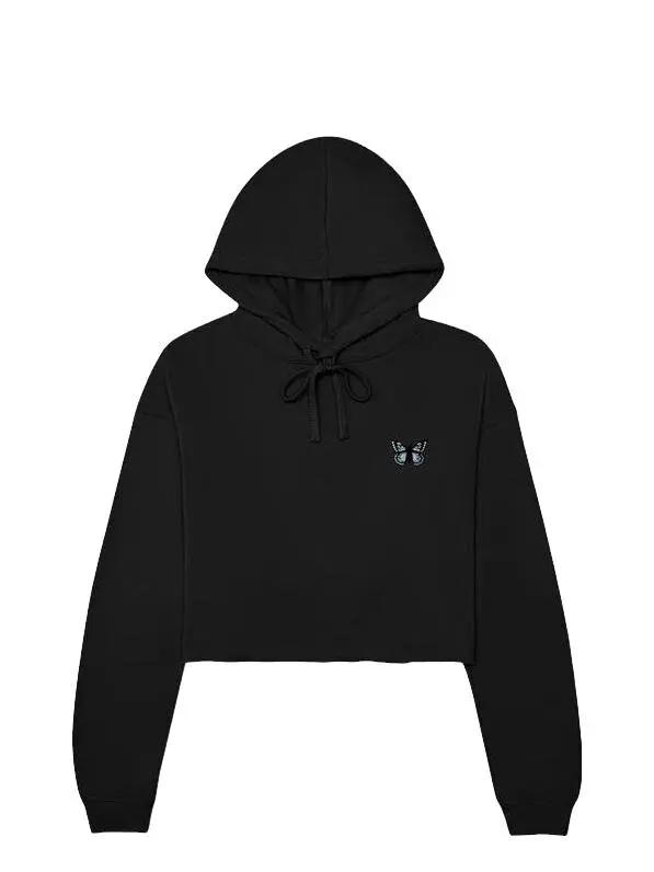 DALIX Butterfly Cropped Hoodie - Black