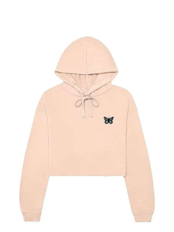 DALIX Butterfly Cropped Hoodie - Peach