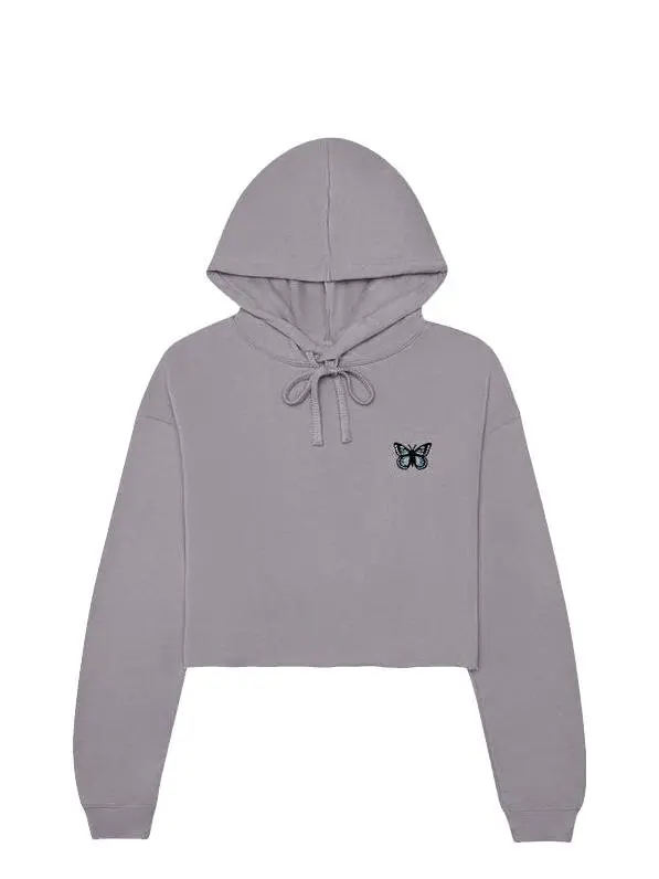 DALIX Butterfly Cropped Hoodie - Storm Gray