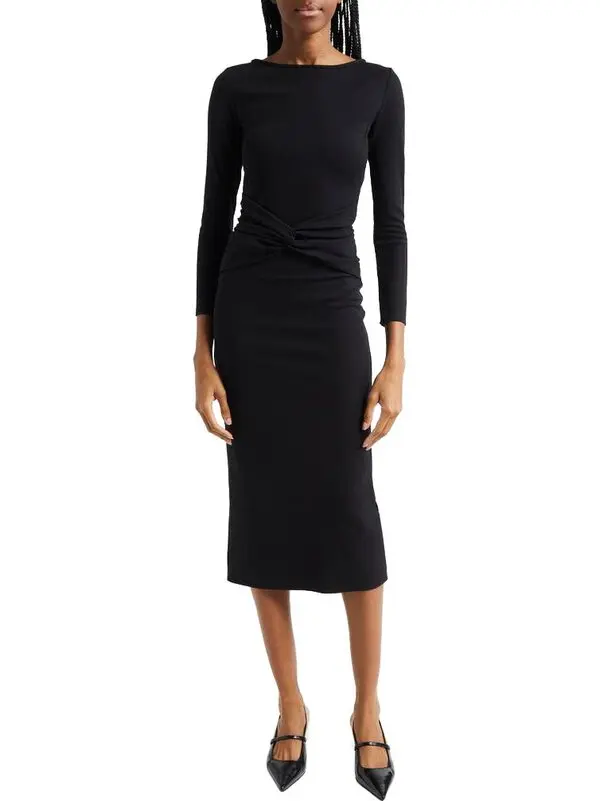 Emporio Armani Punto Milano Long Sleeve Jersey Dress - Black