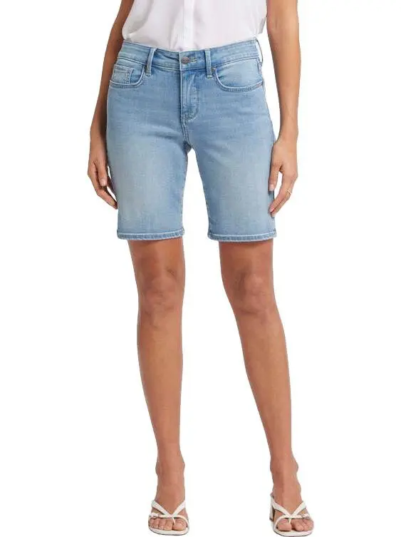 NYDJ Ella Side Slit Denim Shorts - Blue Valley