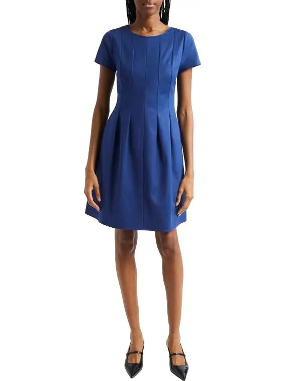 Emporio Armani Cotton Blend Fit & Flare Dress - Cobalt Blue