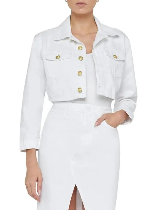 L & APOS;AGENCE L'agence Genevie Cropped Denim Jacket - Blanc