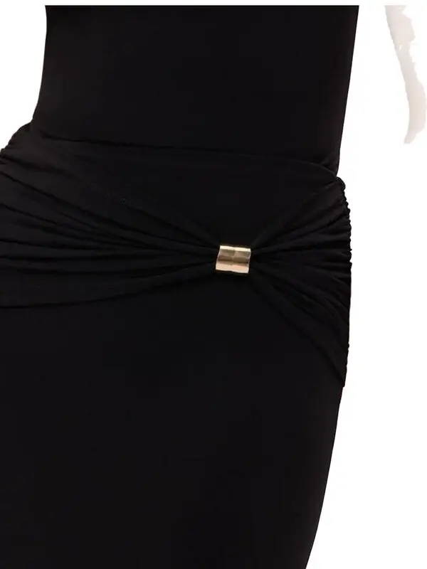 Herve Leger Valentina Drape Midi Skirt - Black
