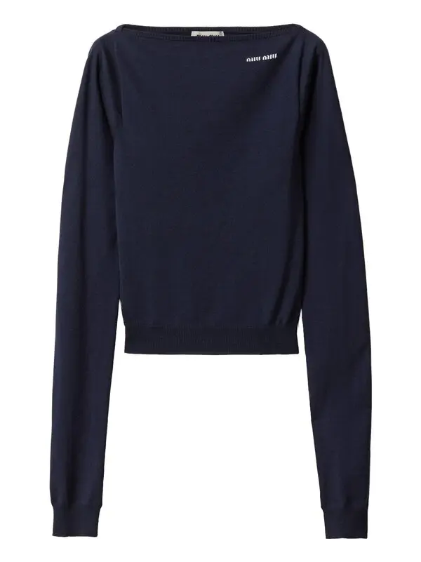Miu Miu Wool Boat-neck Sweater - Navy
