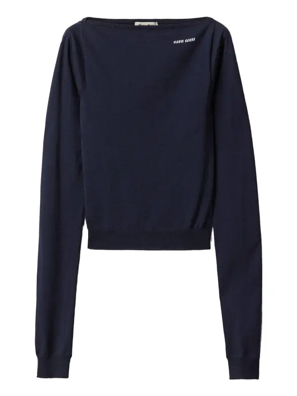 Miu Miu Wool Boat-neck Sweater - Navy