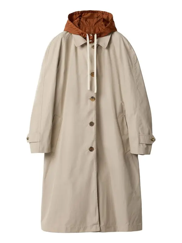 Miu Miu Reversible Cotton And Technical Pongé Coat - Limestone/cinnamon