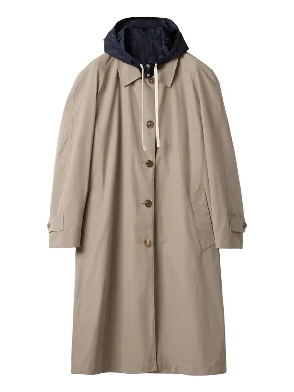 Miu Miu Reversible Panama Cotton And Technical Pongé Coat - Clay/navy