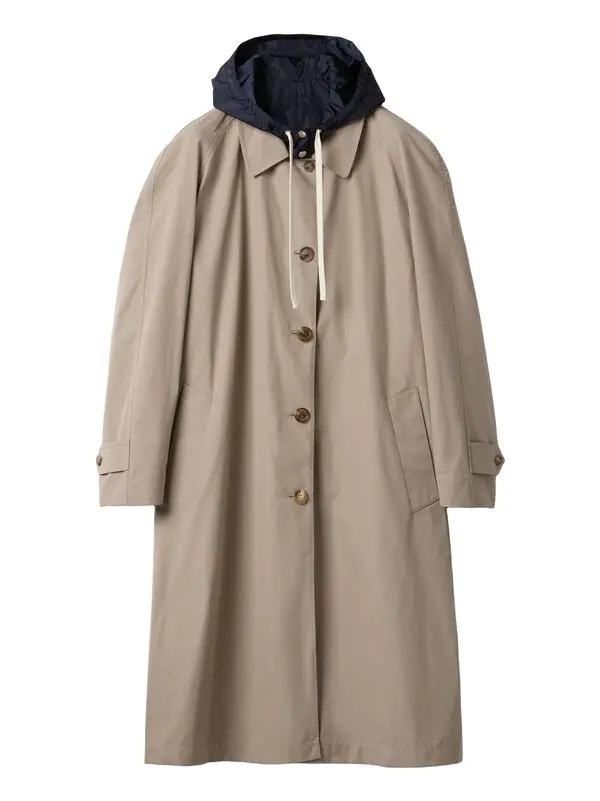 Miu Miu Reversible Panama Cotton And Technical Pongé Coat - Clay/navy