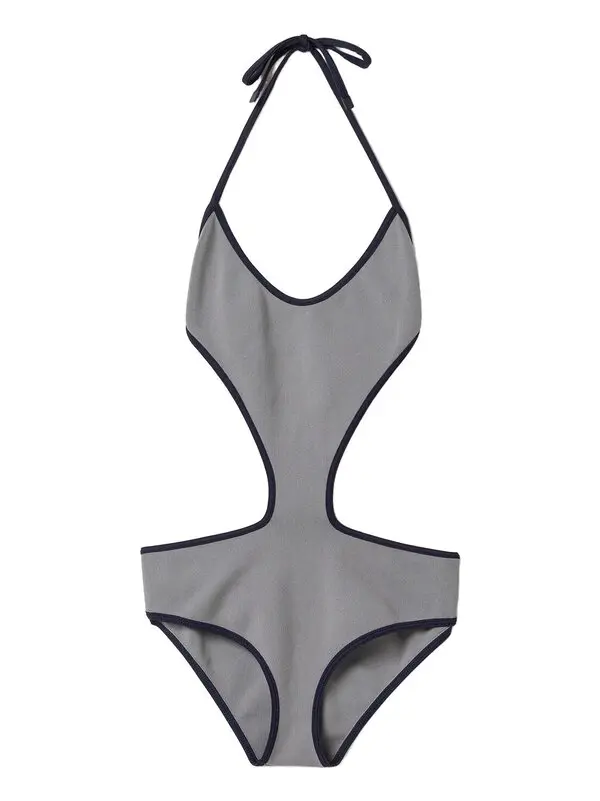 Miu Miu Technical Knit Swimsuit - Grey+blue