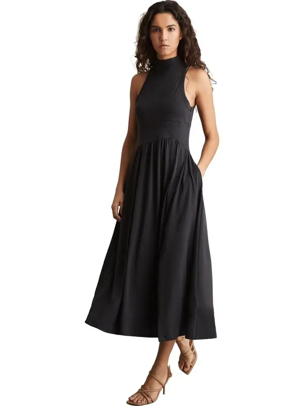 REISS Blake Sleeveless Midi Dress - Navy