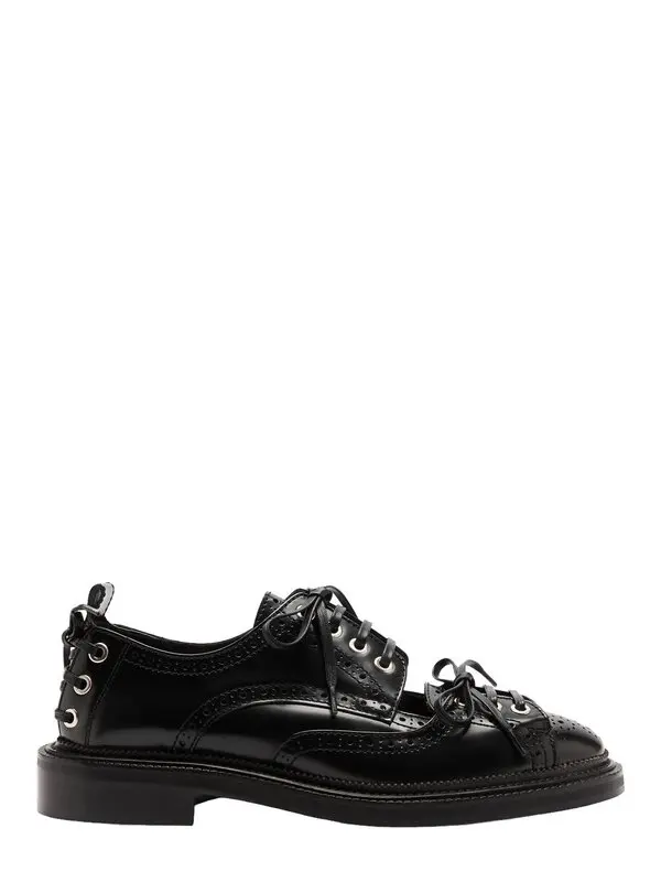 Simone Rocha Lace-up Glossed Leather Brogues - Black