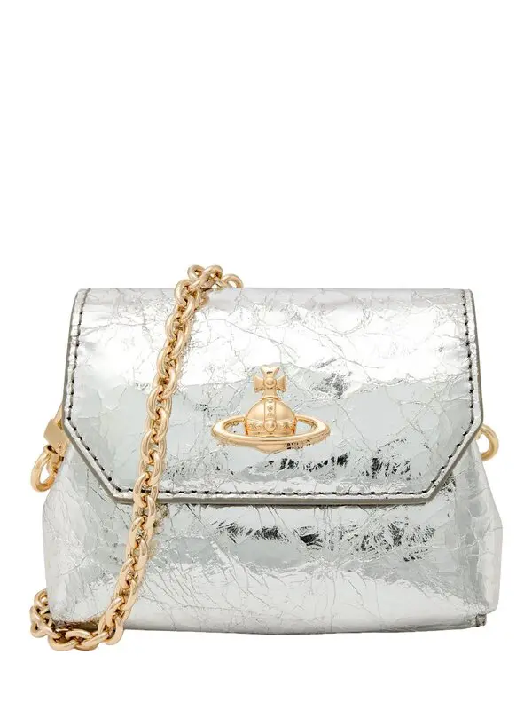 VIVIENNE WESTWOOD Orb Nano Metallic Leather Cross-body Bag - Silver