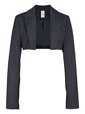 MISTRESS ROCKS Peak-lapel Cropped Woven Blazer - Dark Grey