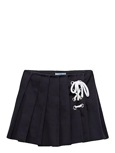 Prada Pleated Stretch-cotton Mini Skirt - Blue