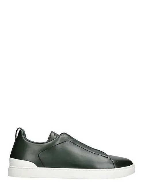 Zegna Triple Stitch Leather Low-top Trainers - Green