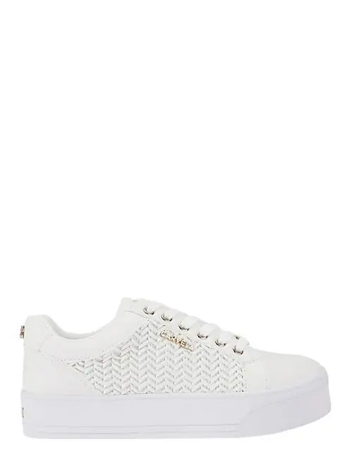 Carvela Logo-embossed Faux-leather Low-top Trainers - White