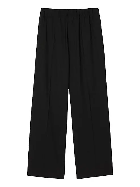 Sandro Elasticated-waist Wool-blend Wide-leg Trousers - Noir / Gris
