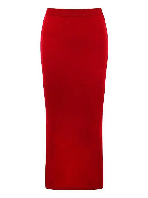 House Of Cb Faith Slim-fit Knitted Midi Skirt - Red