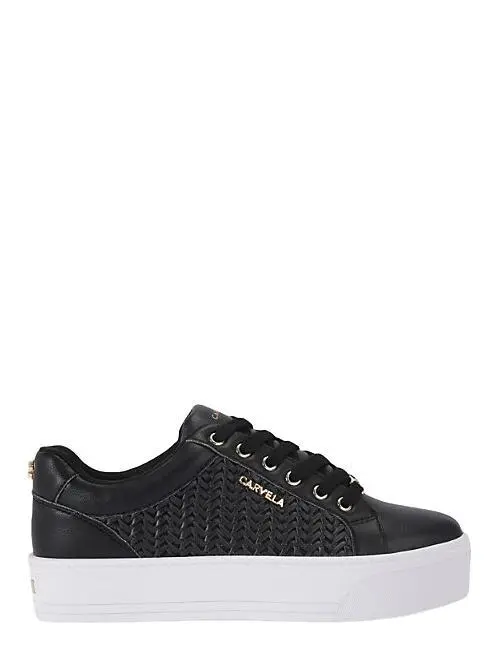 Carvela Logo-embossed Faux-leather Low-top Trainers - Black
