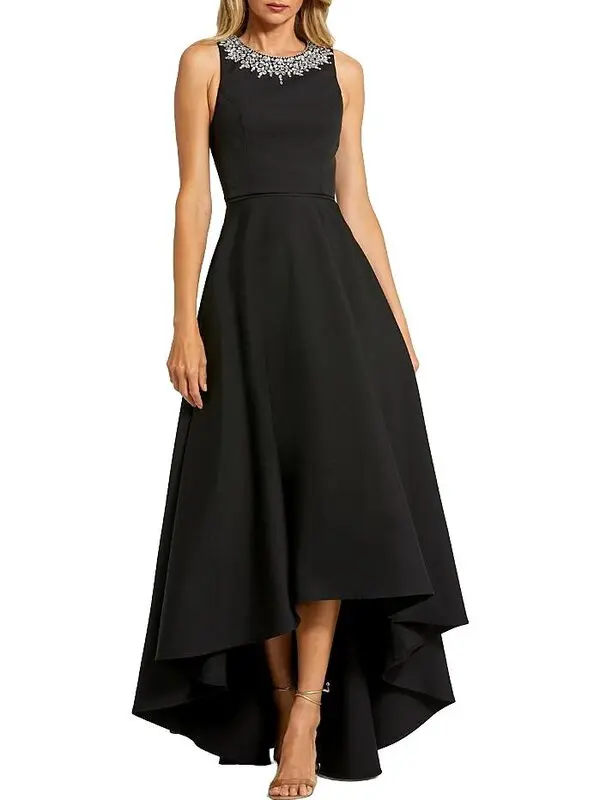 Mac Duggal Crepe Embellished High-low Gown - Black