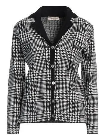 CASHMERE COMPANY Houndstooth Cardigan - Black