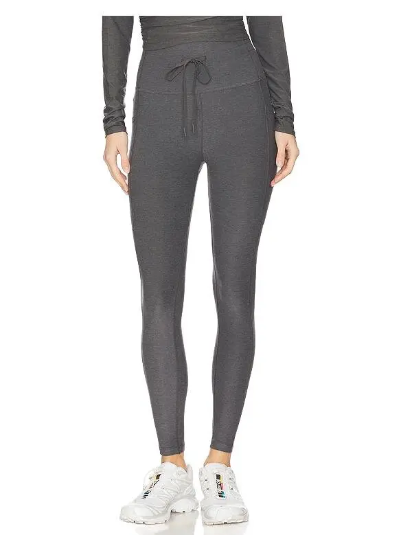Beyond Yoga Spacedye The Go Pocket Midi Legging In Grey - True Gray Heather