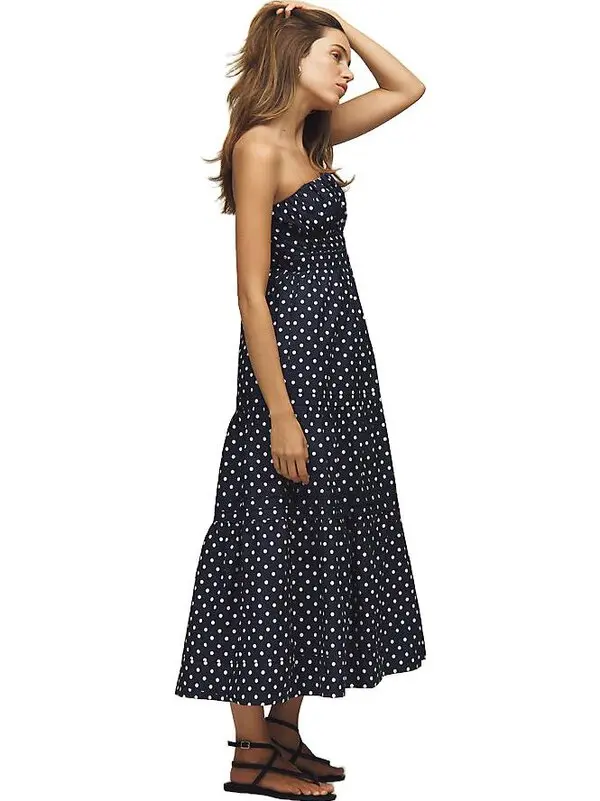THE SOMERSET COLLECTION BY ANTHROPOLOGIE The Somerset Strapless Maxi Dress - Navy/white Dot