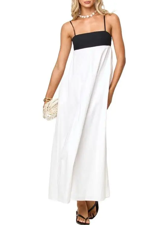L*Space Raveena Cotton Maxi Dress - Black/cream