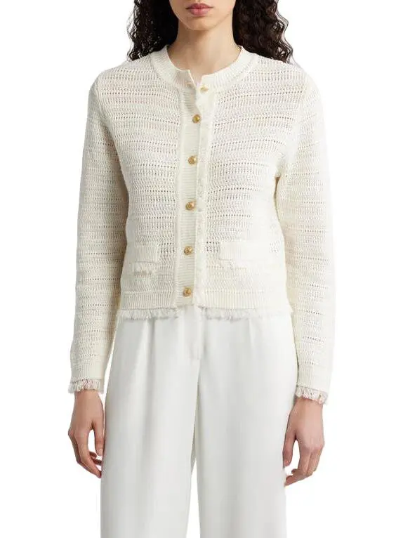 Kobi Halperin Taza Linen & Cotton Cardigan - Ivory