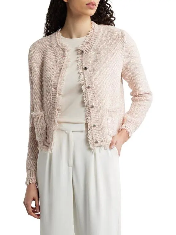 Kobi Halperin Marled Sequin Cardigan - Light Pink Multi