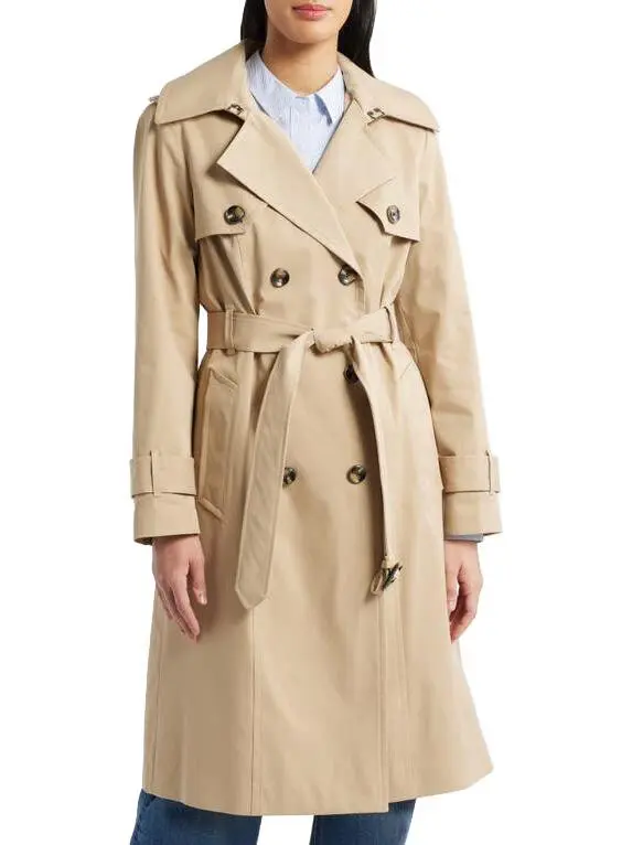 London Fog Double-breasted Trench Coat - Dark Khaki