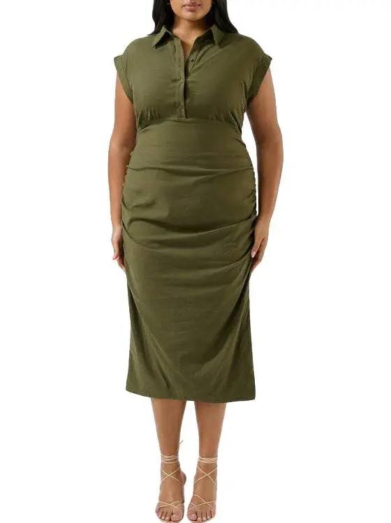 ESTELLE Desert Whisperer Midi Dress - Olive