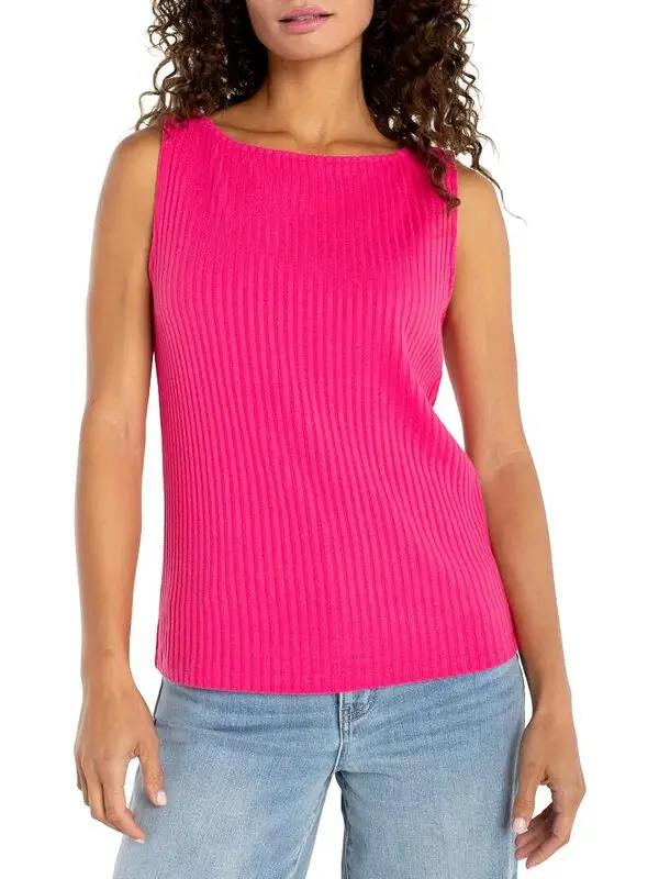 LIVERPOOL Boatneck Rib Sleeveless Top - Diva Pink