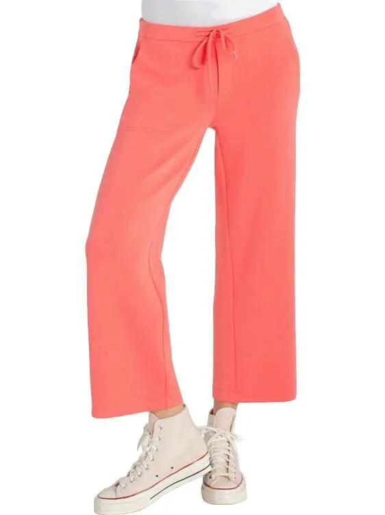 LIVERPOOL Crop Wide Leg Sweatpants - Sunset Coral