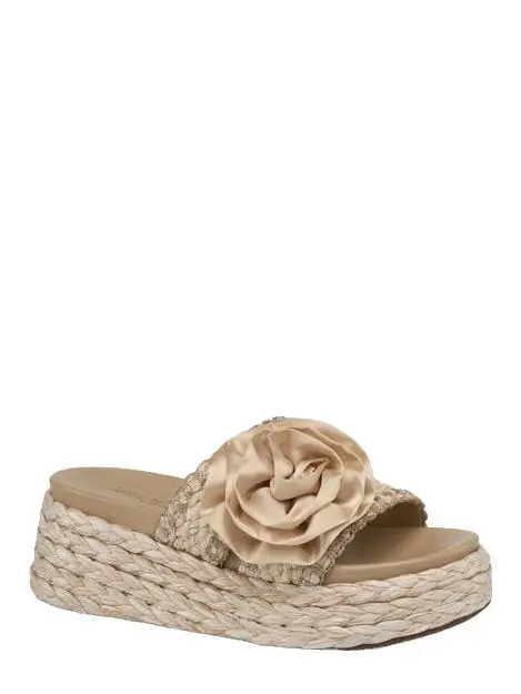 J/SLIDES NYC Bree Raffia Platform Wedge Sandals - Natural