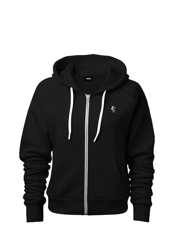 DALIX Lightning Bolt Zip Hoodie - Black