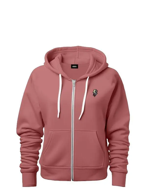 DALIX Lightning Bolt Zip Hoodie - Mauve
