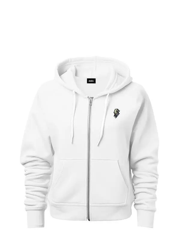 DALIX Lightning Bolt Zip Hoodie - White