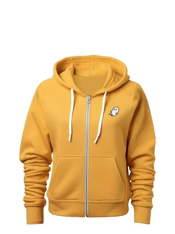 DALIX Ghost Embroidered Full Zip Hoodie - Gold