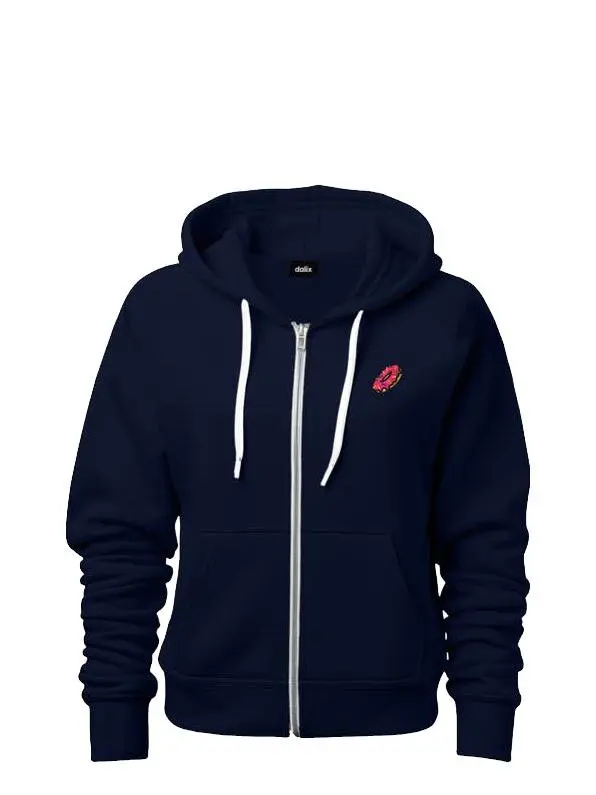 DALIX Donut Embroidered Full Zip Hoodie - Navy Blue