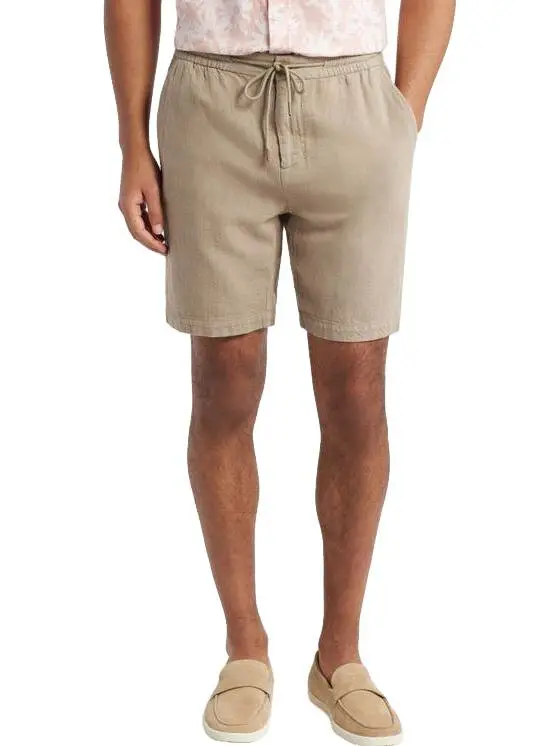 Rails Archer Flat Front Cotton & Linen Shorts - Barley