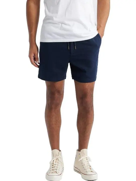 Rails Archer Flat Front Cotton & Linen Shorts - Deep Meridian