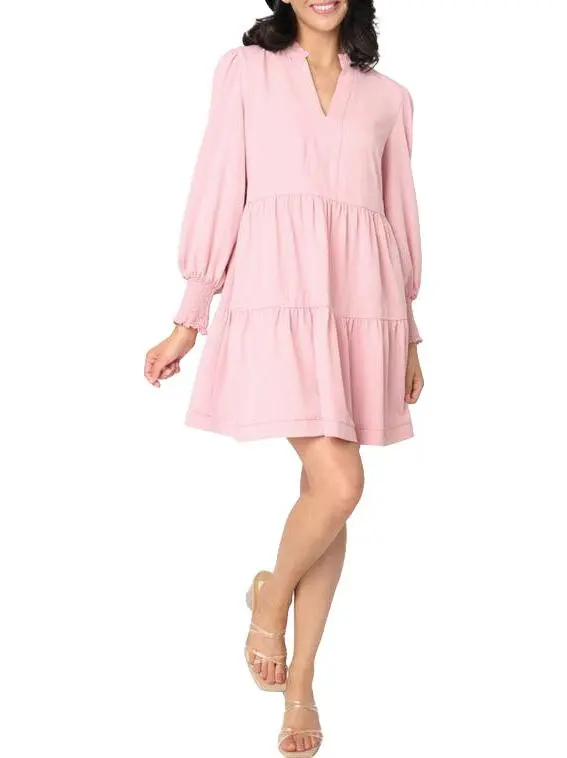 GIBSONLOOK Long Sleeve Minidress - Rose
