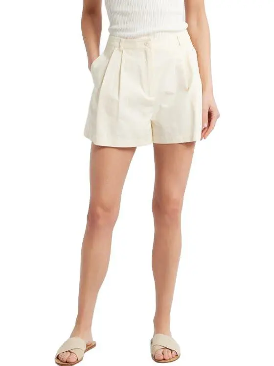 Solid & Striped The Oceane High-waist Cotton-blend Shorts - Ecru
